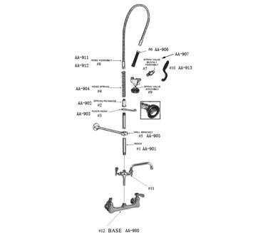 AA-909G Pre-Rinse Spray Valve Assembly, with Brush, No Lead ...